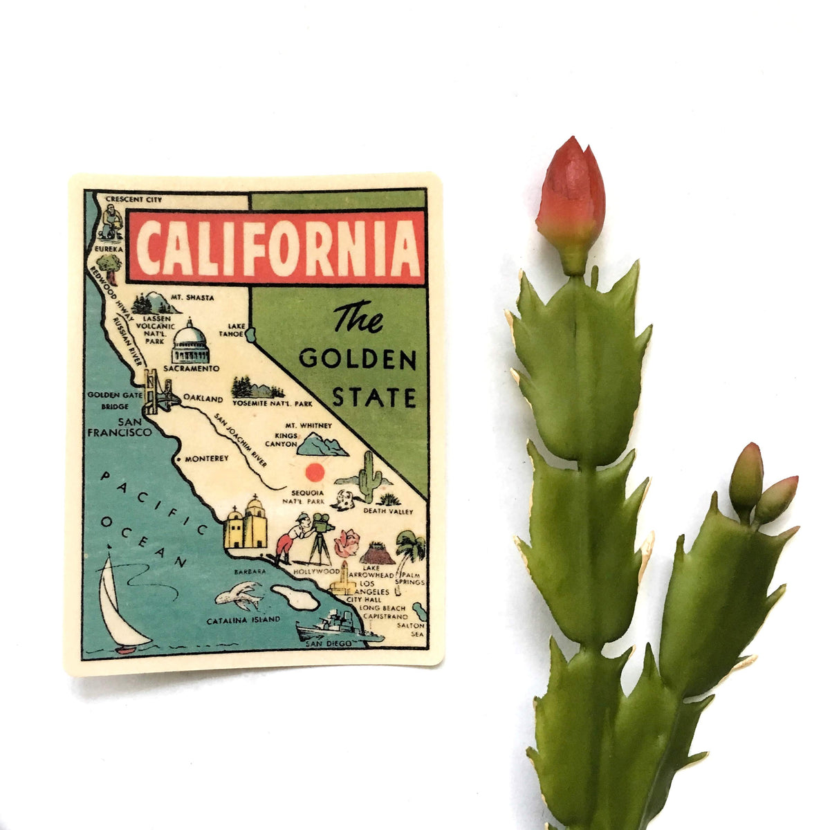 Vintage California Vinyl Stickers - California Map - The Golden State ...
